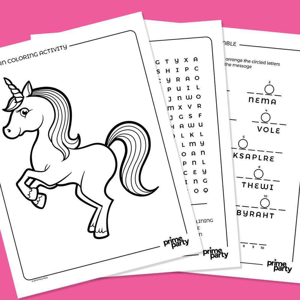 FREE Silver Lining Unicorn Coloring Activity Sheets | Prime Party
