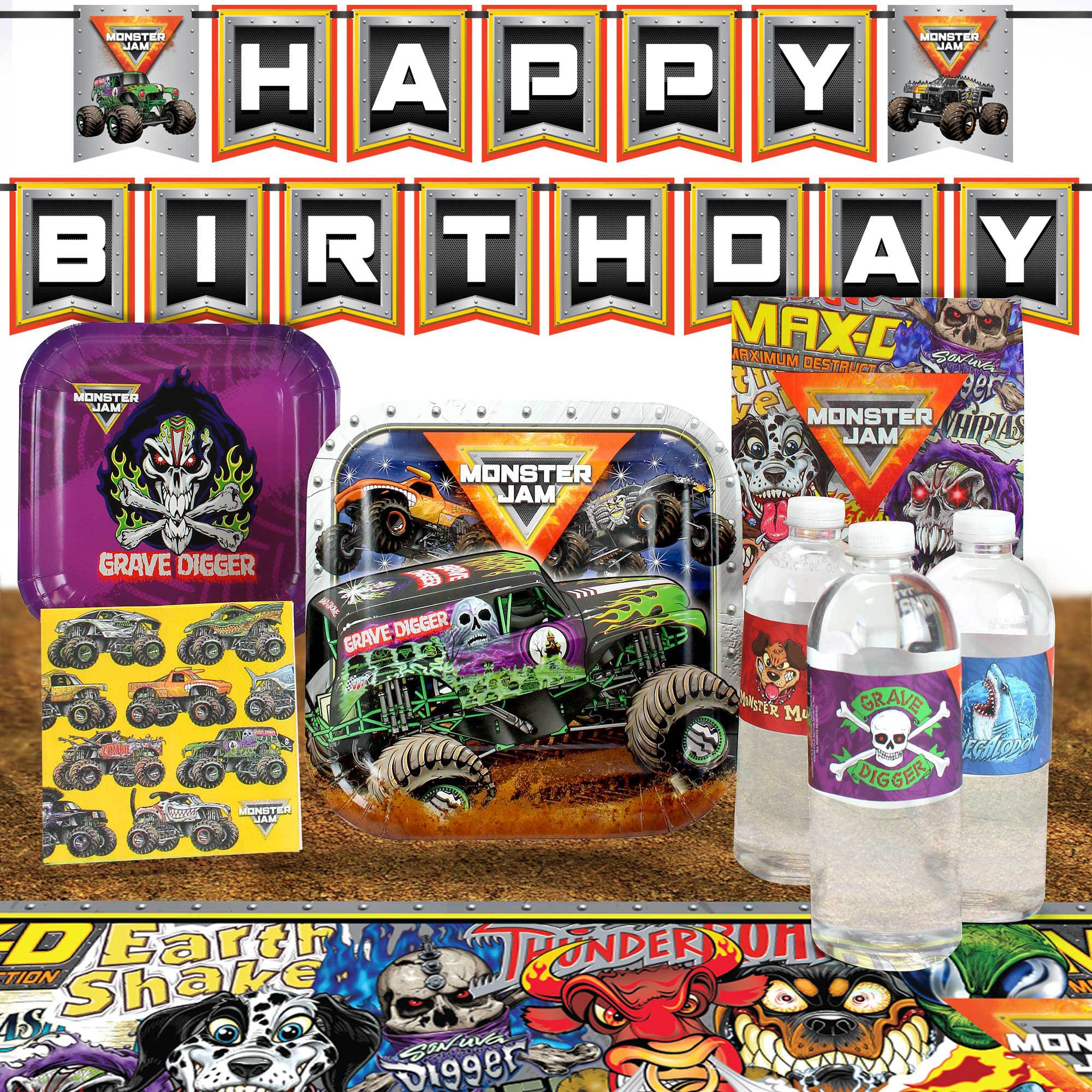 Monster Jam Party Supplies | Monster Truck Birthday Decorations | Prime ...
