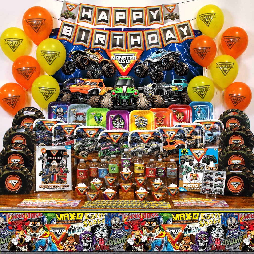 Monster Jam Party Supplies & Monster Truck Birthday Decorations ...