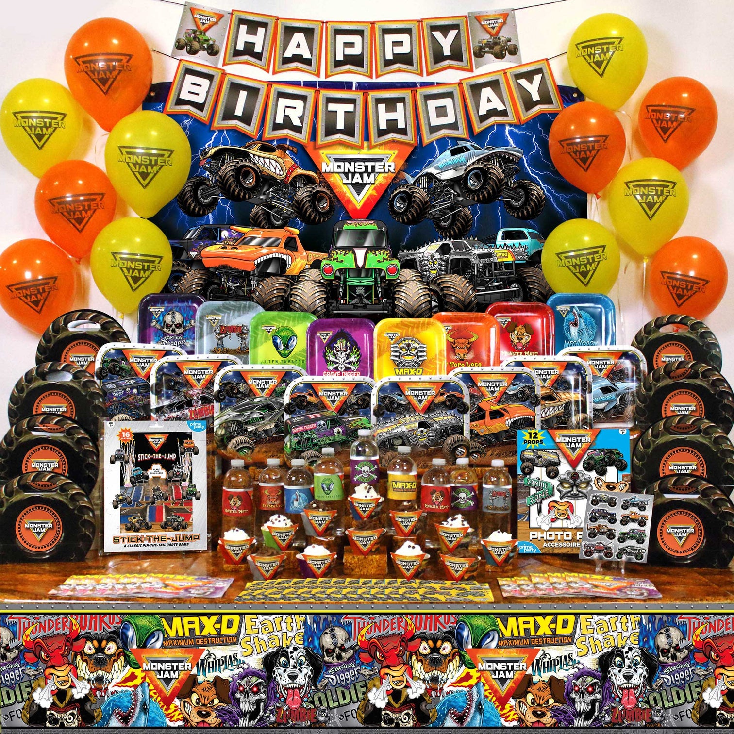 Monster Jam Party Supplies | Grave Digger, Max-D & More | Prime Party