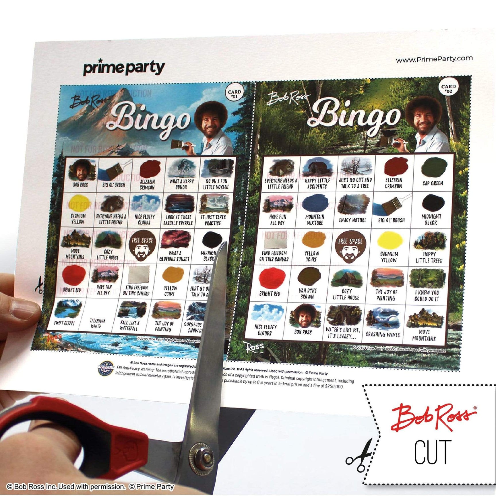Bob Ross Printable Bingo Game – Prime Party